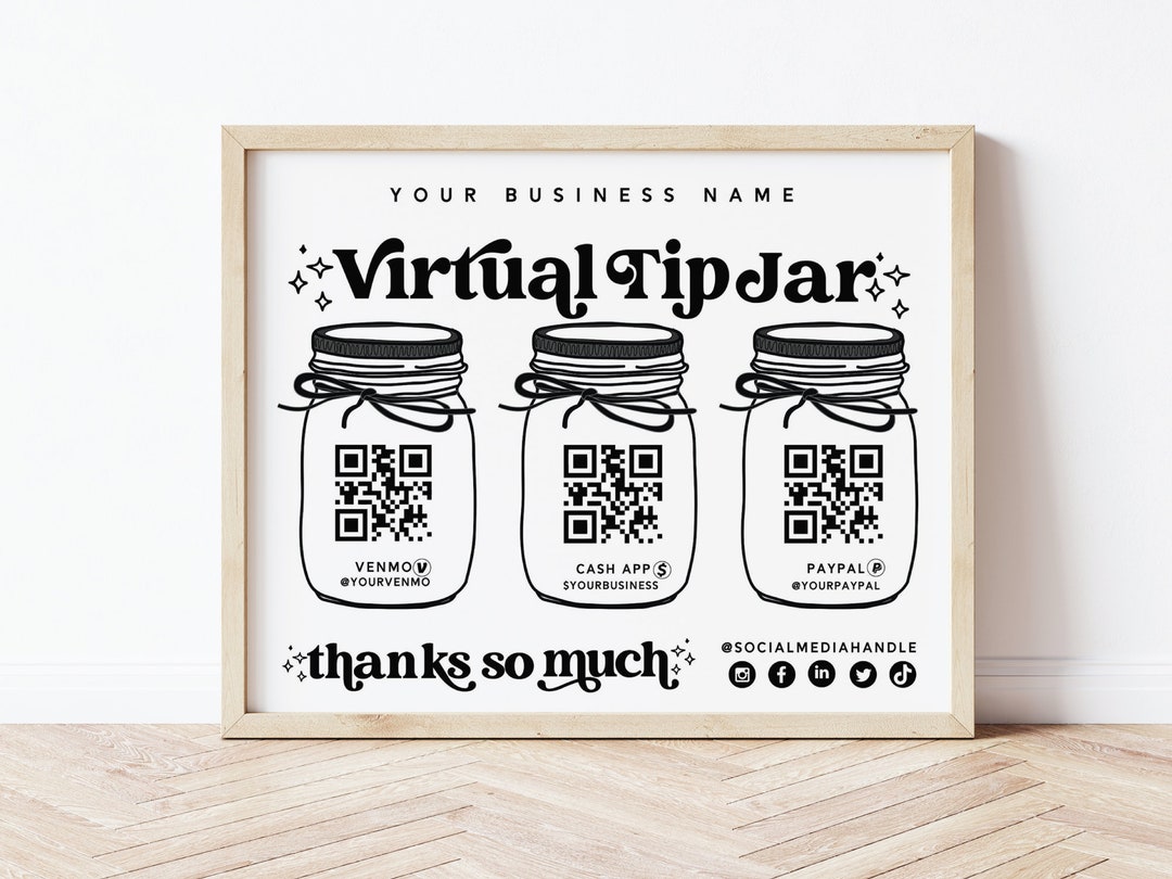 Instant Download | Editable Venmo Payment Sign | Tip Qr Code | Tips ...