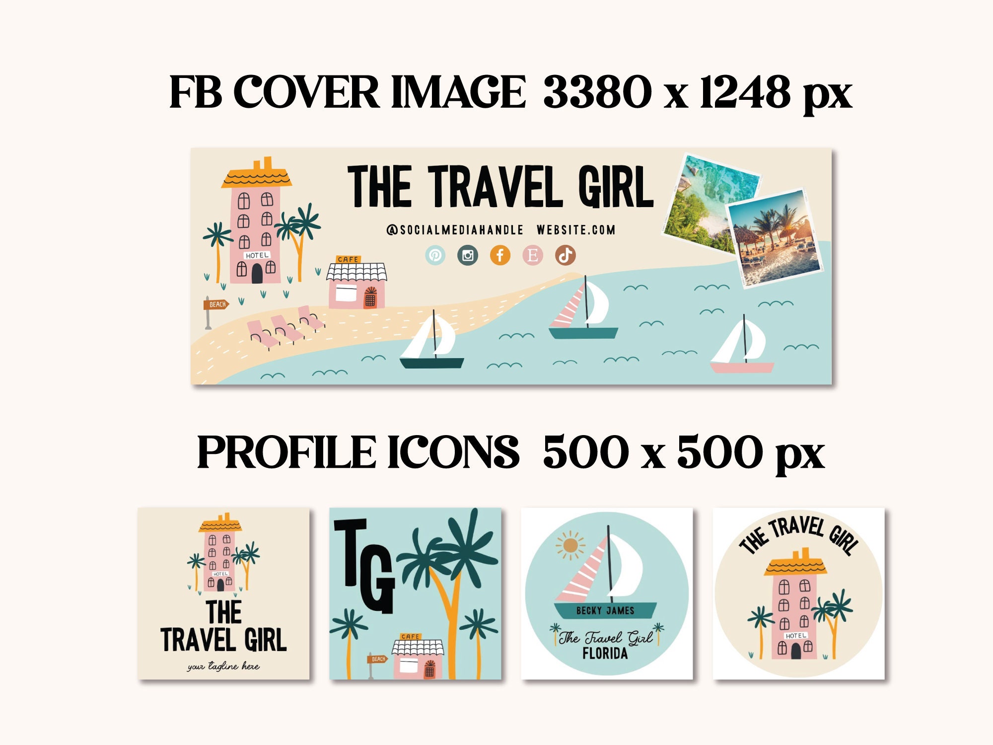 Travel Agent Facebook Cover Template, Holiday Banner Canva, DIY ...