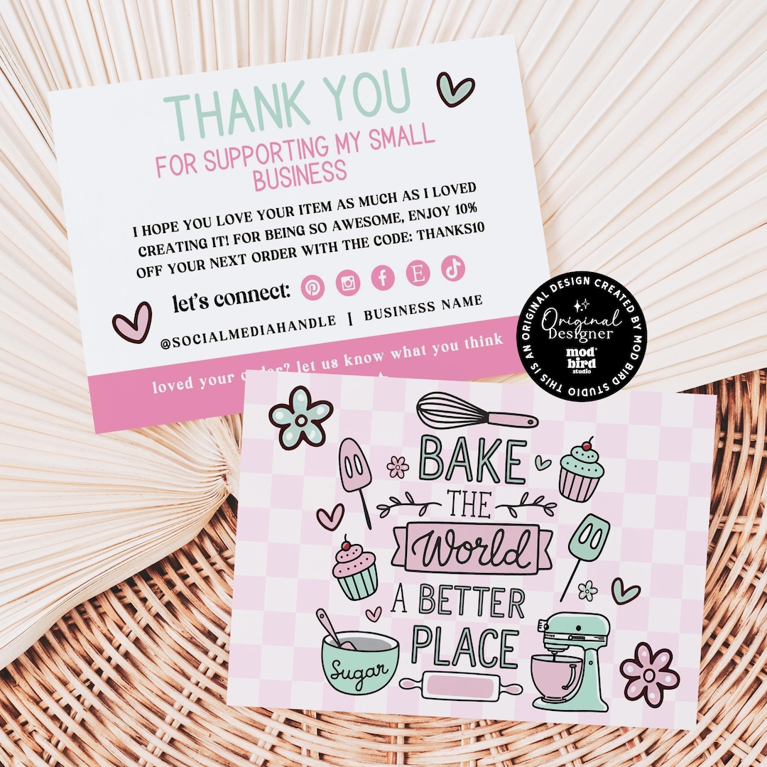 Baking Business Thank You Card Canva Template, Editable Bakery Business ...