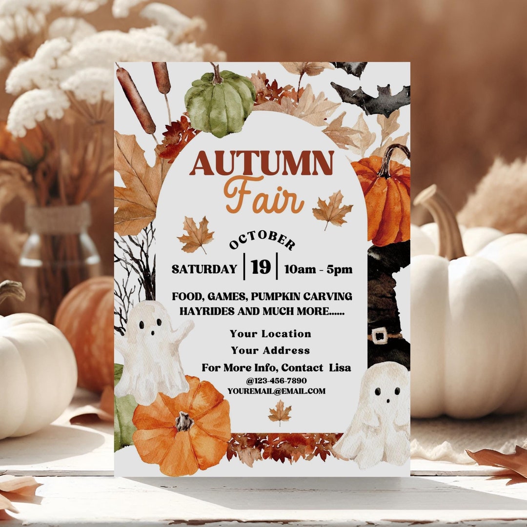 Fall Autumn Party Invitation, Fall Festival Party Invite, Backyard Fall ...