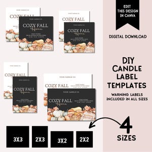 Editable Fall Leaves Candle Label, Customizable Canva Template, DIY ...