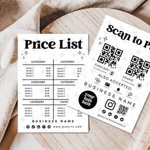 Retro Scan to Pay Sign & Price List Template, QR Code Sign, Printable ...
