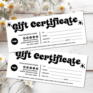 Retro Gift Certificate Template, DIY Printable Gift Voucher Certificate ...