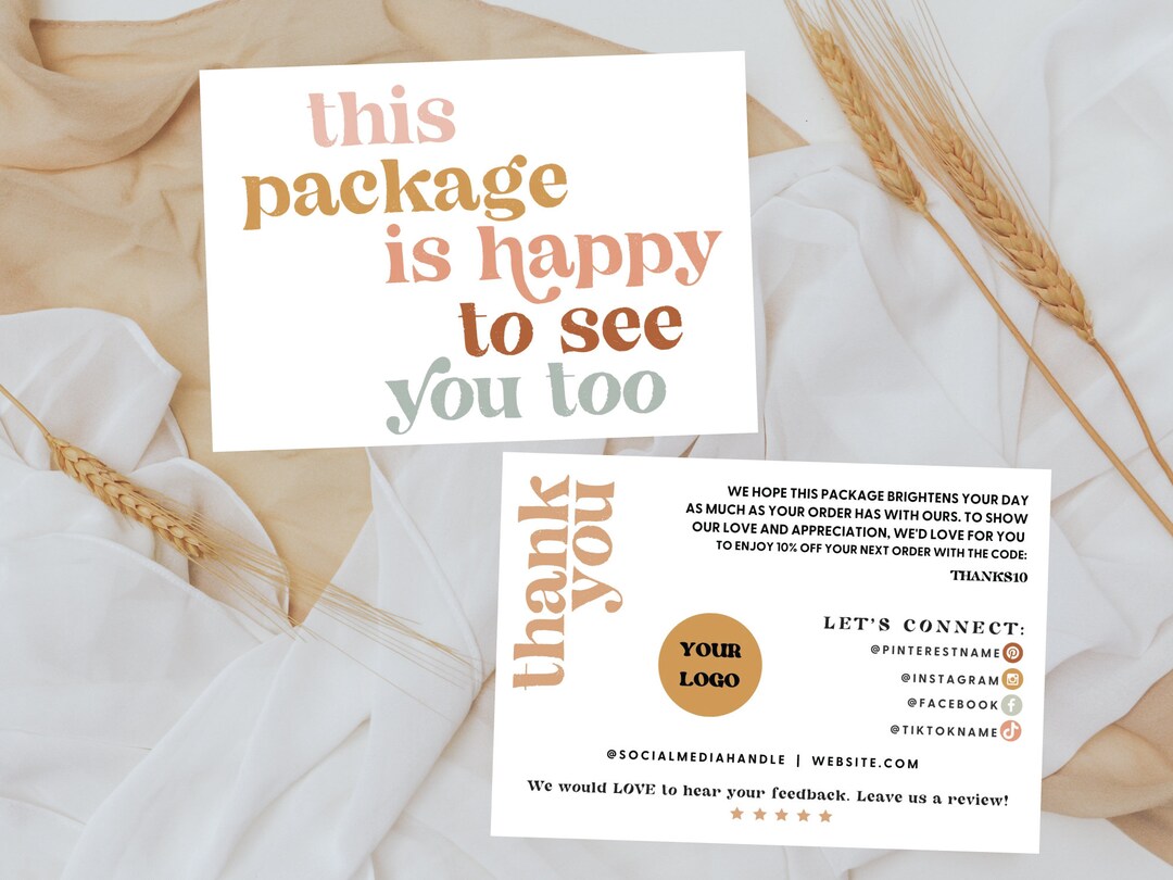 Retro Thank You Card Template Editable Small Business Thank You ...