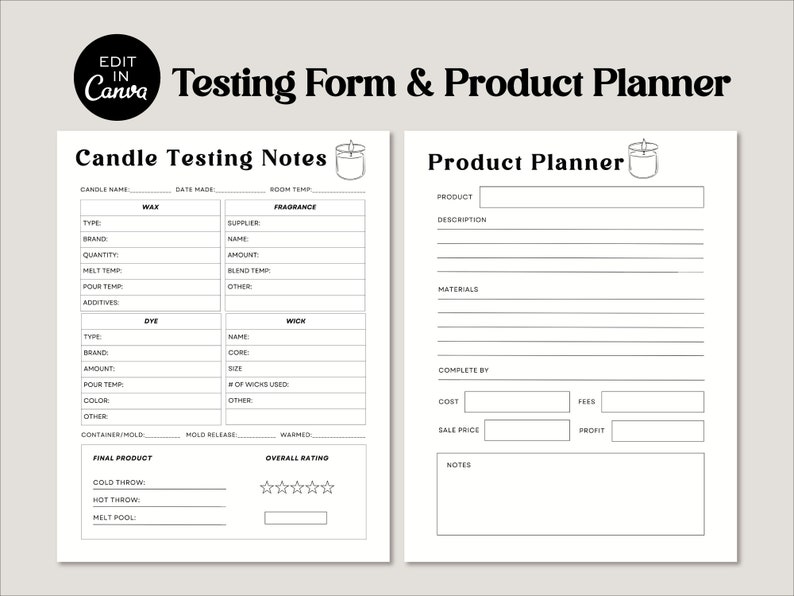 Editable Candle Testing Sheet Printable Candle Burn Test - Etsy Australia