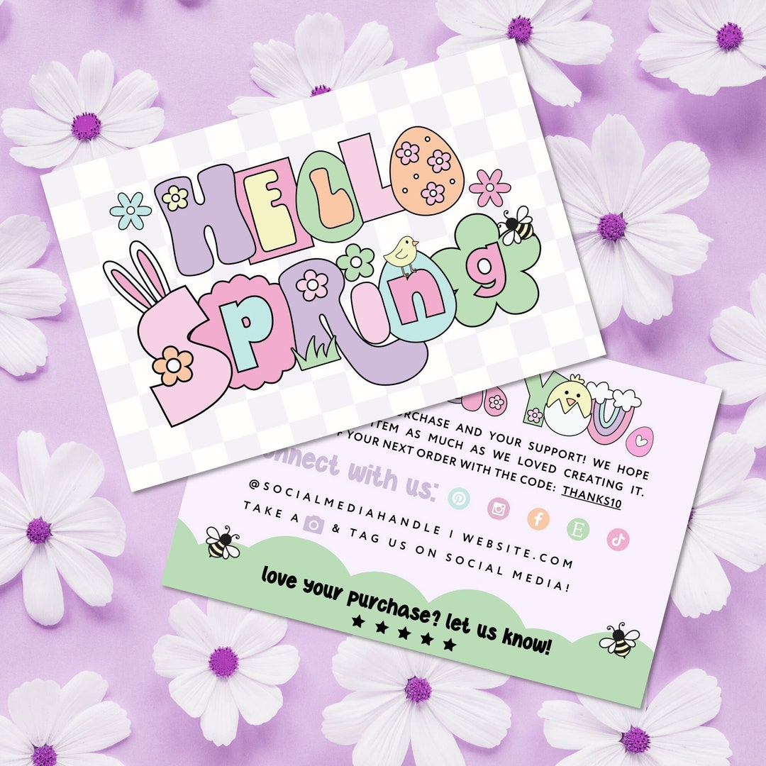 Hello Spring Thank You Card Template, Printable Appreciation Note, DIY ...