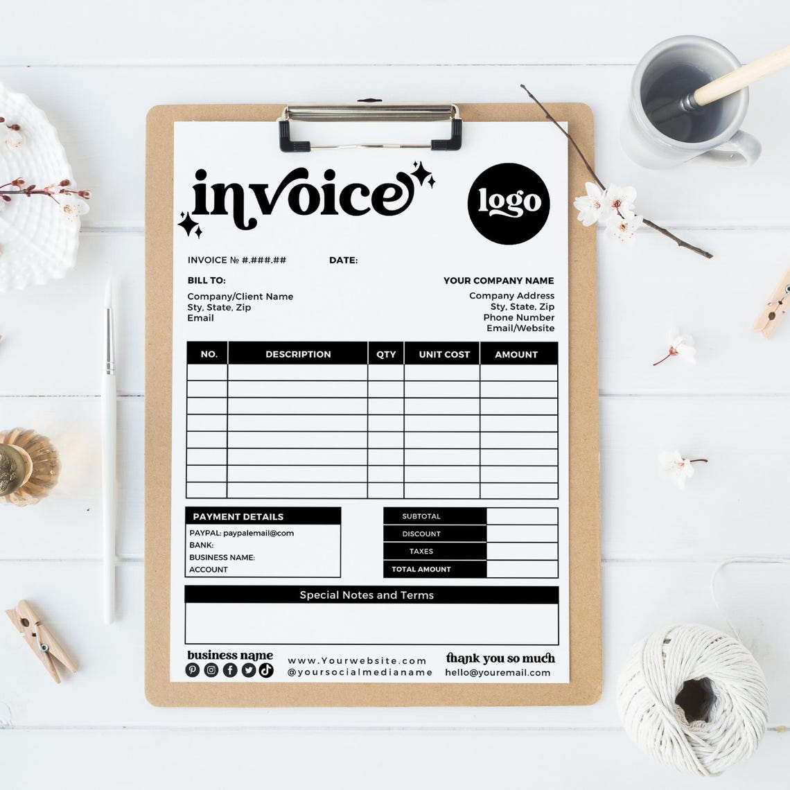 Retro Editable Invoice Form Canva Template, DIY Small Business Forms ...