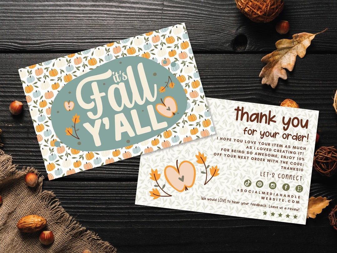 Retro Pumpkin Business Thank You Card Template Canva, Fall Printable ...