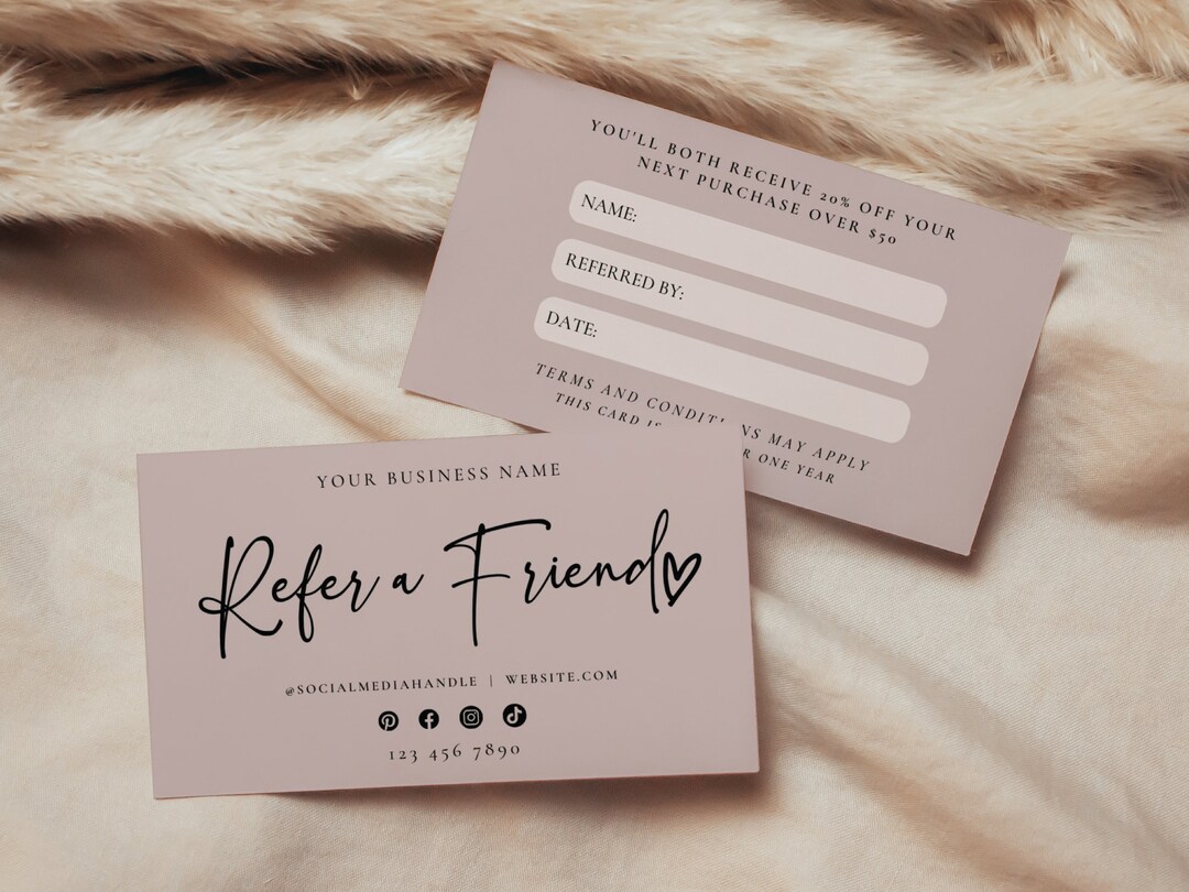Referral Card Template, Refer a Friend Template, Client Referral Card ...