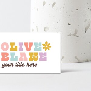 Retro Business Card Template, Printable Rainbow Flower Business Card ...