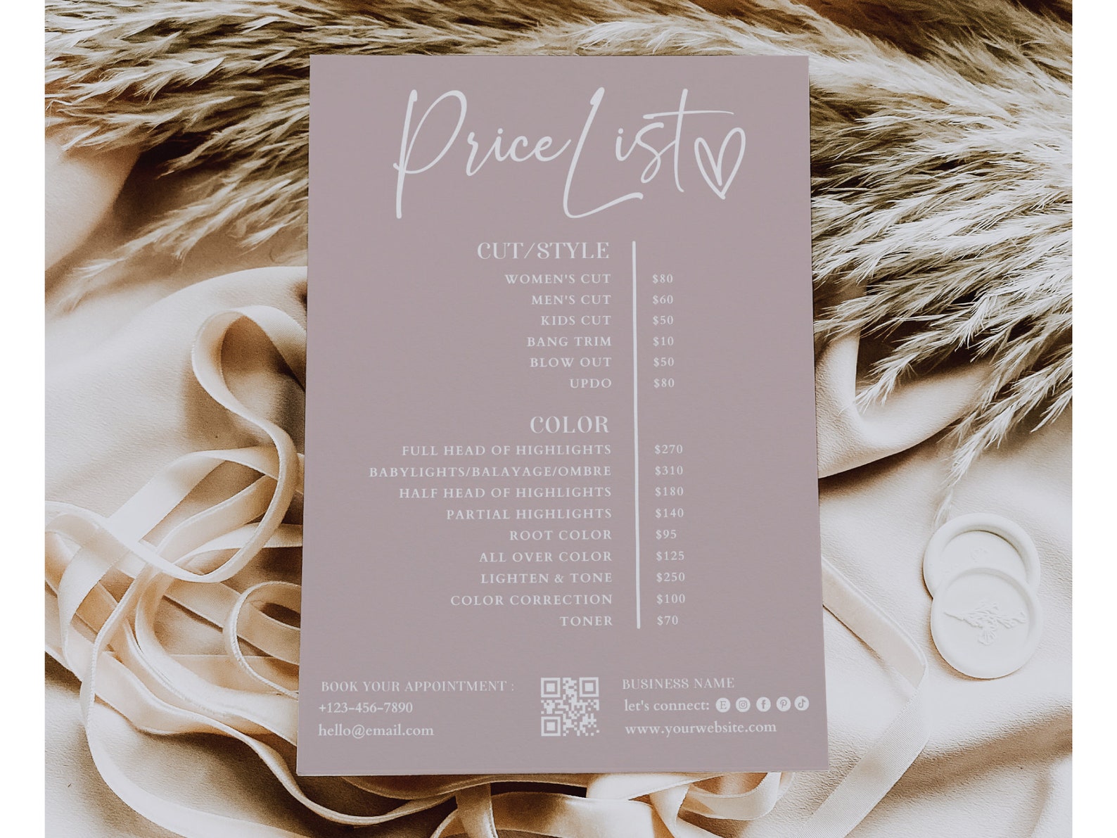 Editable Beauty Salon Price List, Small Business Price List Template ...