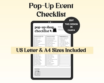 Pop-up Shop, Craft Show, and Market Checklist Pop-up Shop Checklist, Craft Show Checklist ...