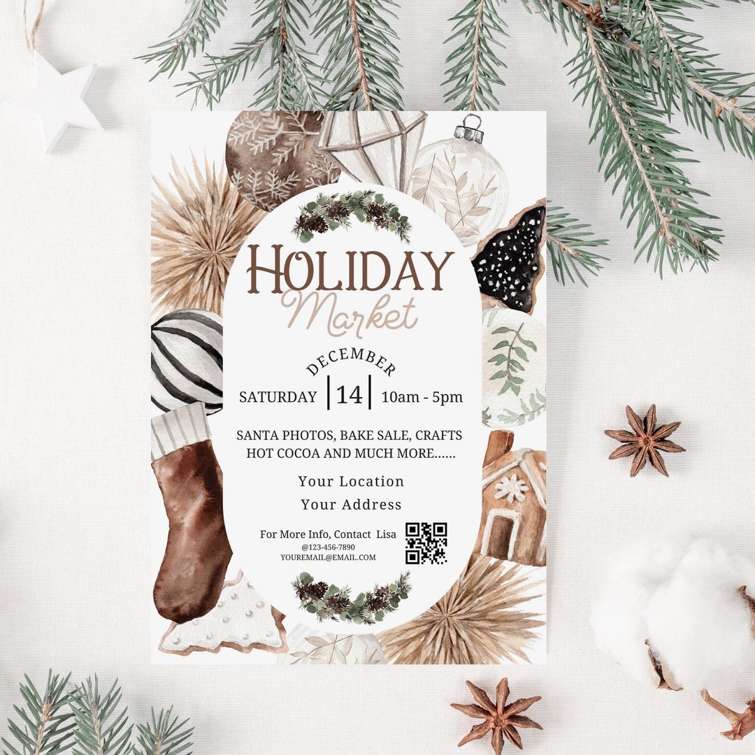 Editable Christmas Holiday Market Canva Template, Christmas Craft Show ...