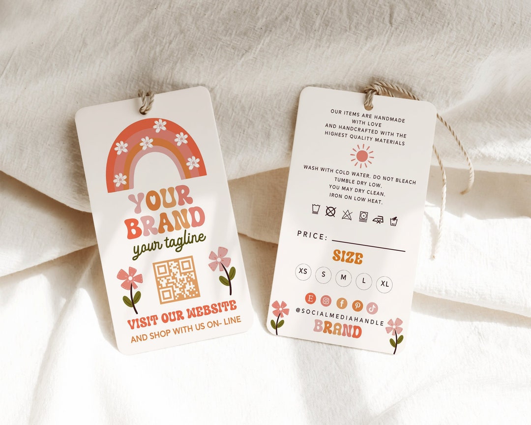 Editable Hang Tag Template, Printable Garment Label Template, Rainbow ...