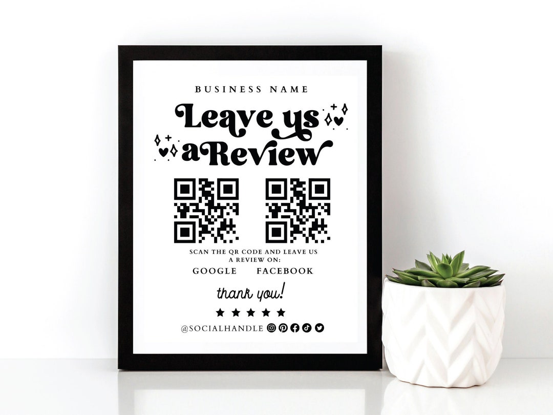 Ask for Review QR Code Sign Template, Google Review Sign, Facebook ...