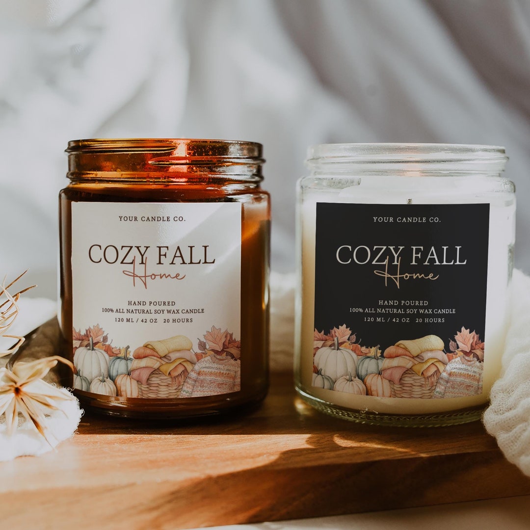 Editable Fall Leaves Candle Label, Customizable Canva Template, DIY ...