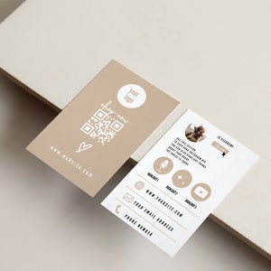 Beige IG Bio Business Card Canva Template, Modern Business Card ...