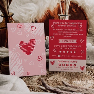 Editable Small Business VALENTINES Thank You Card Template, Printable ...