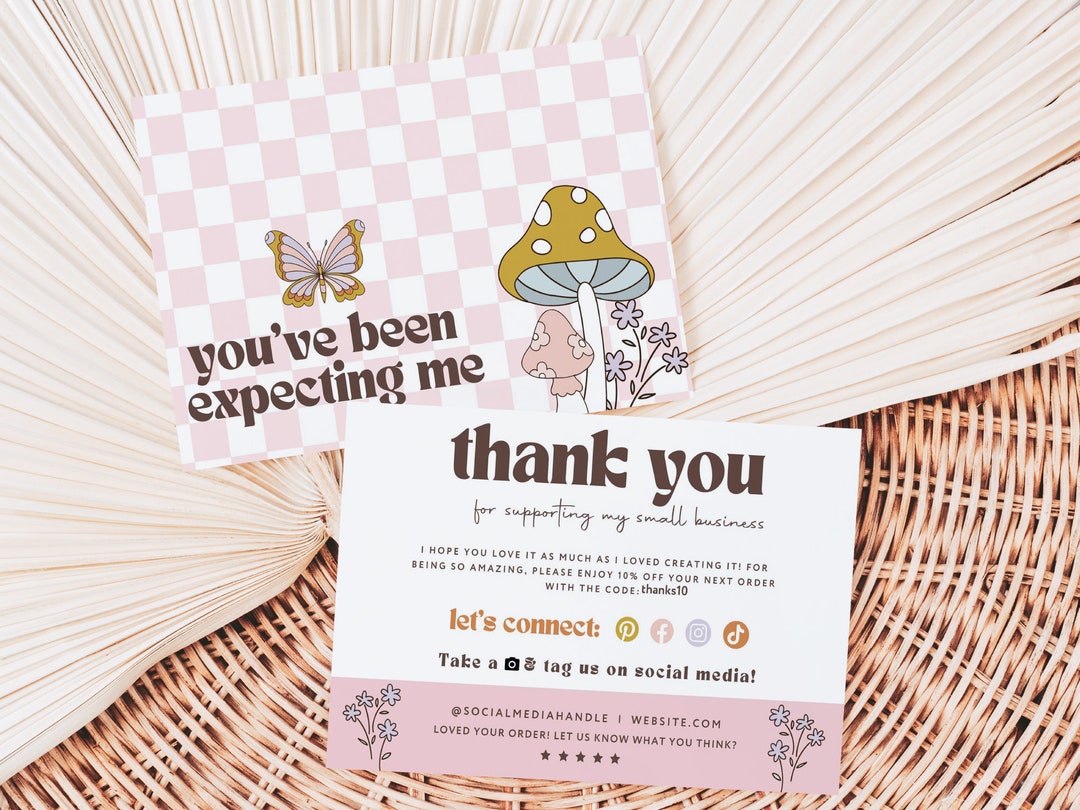 Retro Cottagecore Thank You Card Canva Template, Editable Business ...