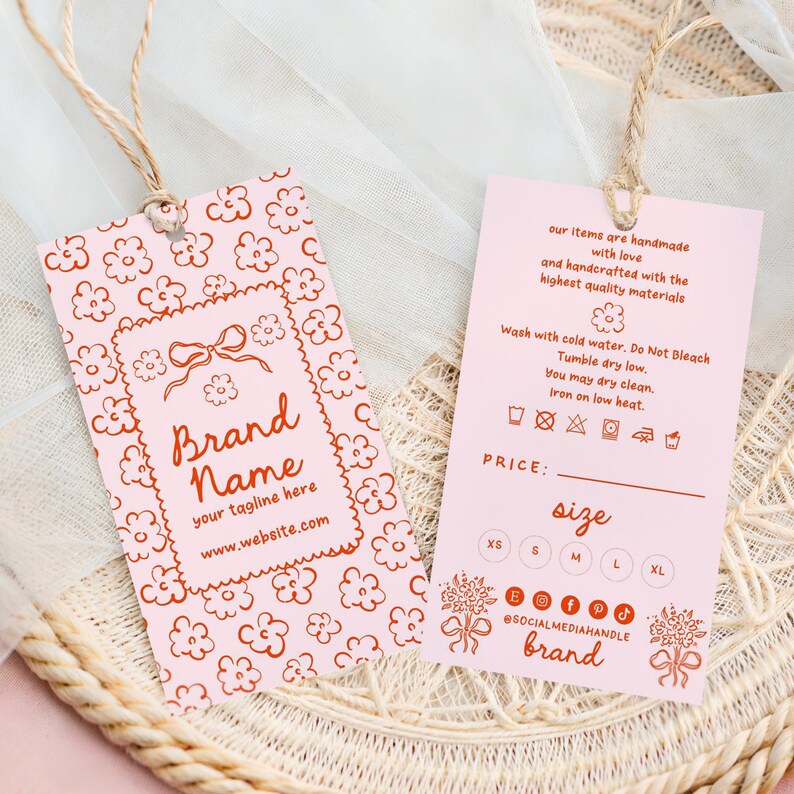 Editable Coquette Bow Hang Tag Canva Template, Printable Boutique ...