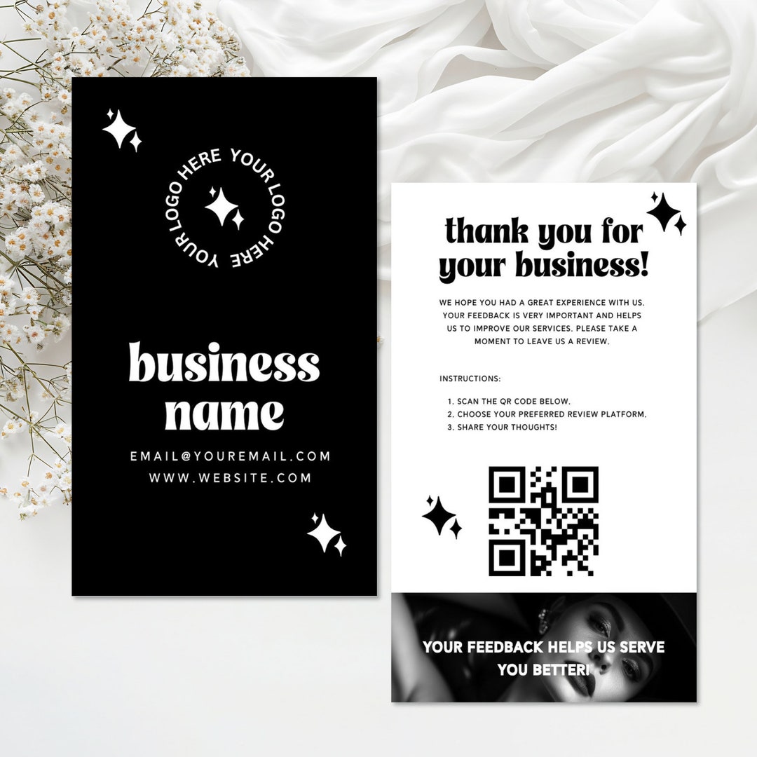 Leave Us A Review QR Code Business Card Canva Template, DIY Google ...