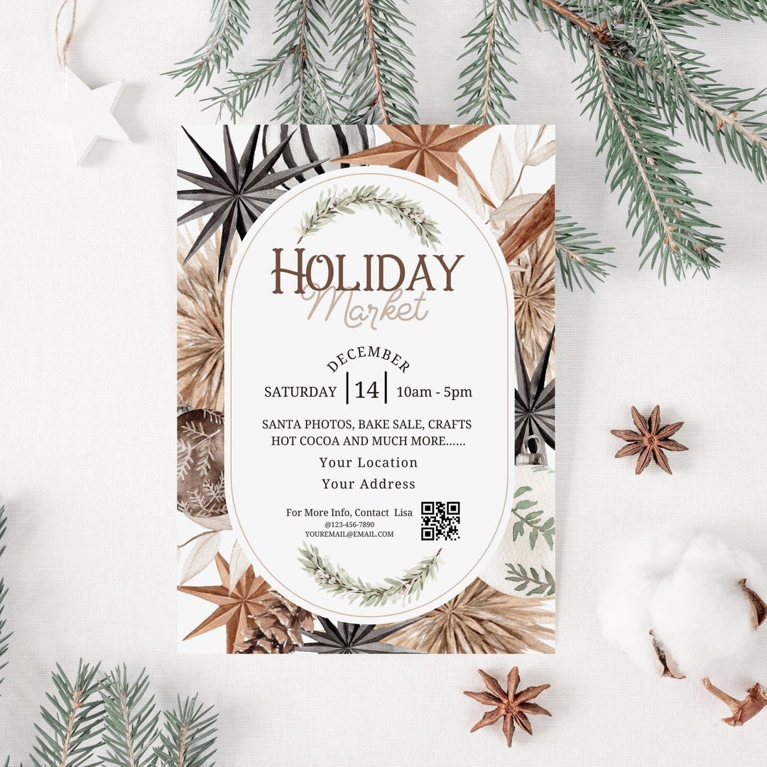 Christmas Holiday Market Canva Template, Editable Christmas Craft Show ...