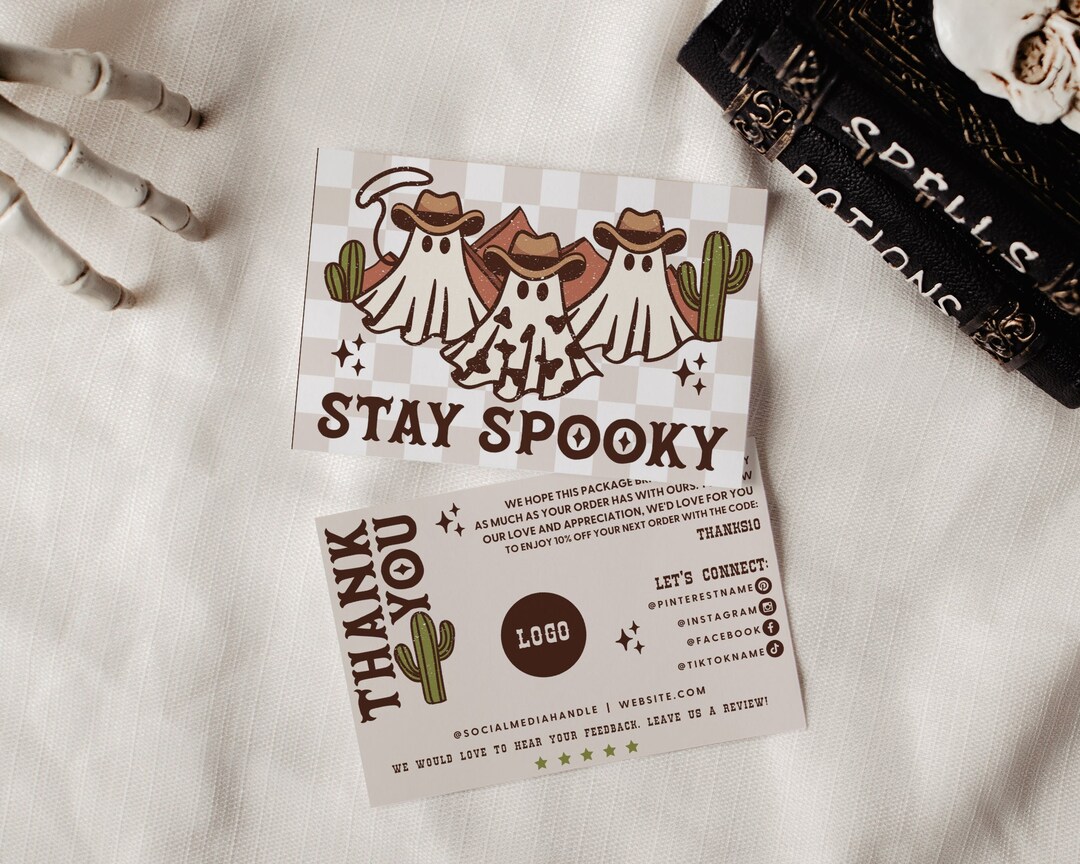 Halloween Business Thank You Card Template, Western Editable Small ...