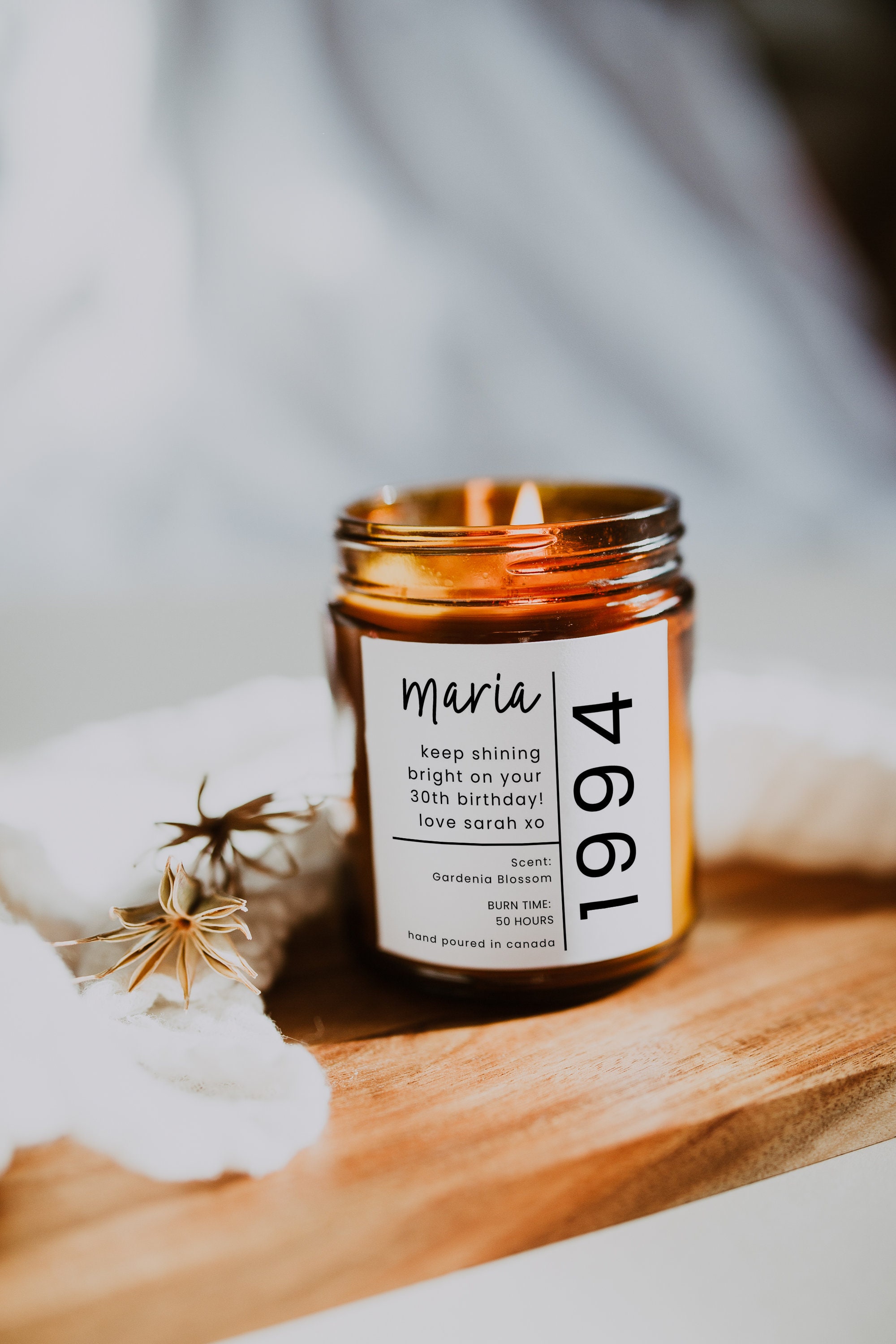 Happy Birthday With Age Canva Candle Label Template, Editable Candle ...