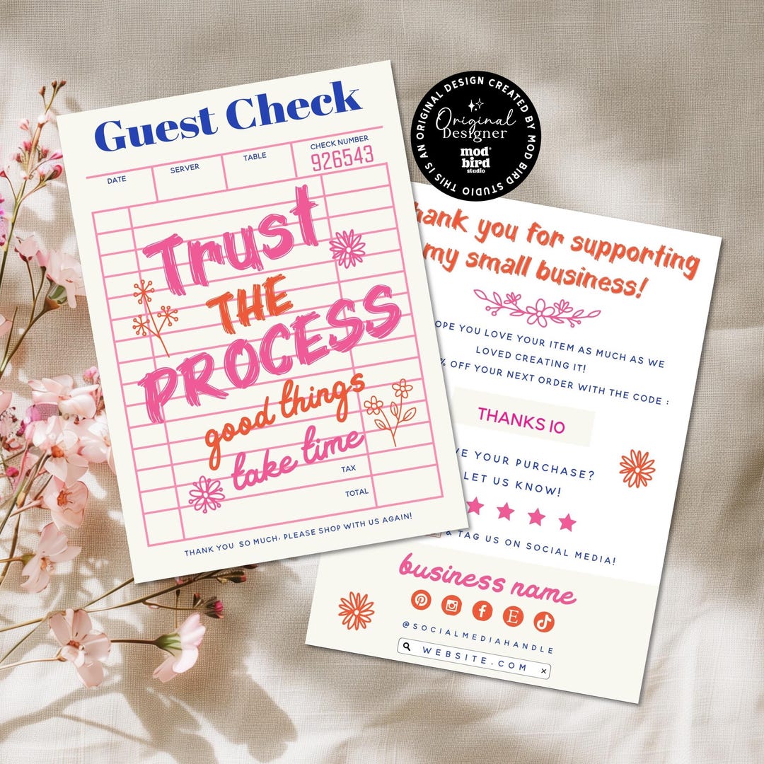Trendy Business Thank You Card Canva Template, Editable Guest Check ...