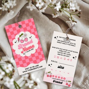 Editable Retro Cherry Hang Tag Canva Template, Printable Boutique ...