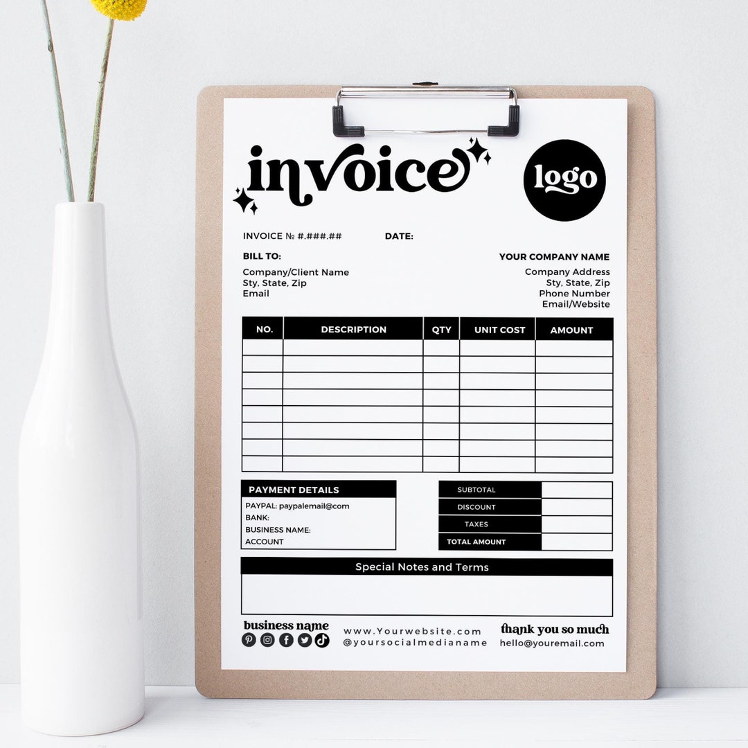 Retro Editable Invoice Form Canva Template, DIY Small Business Forms ...