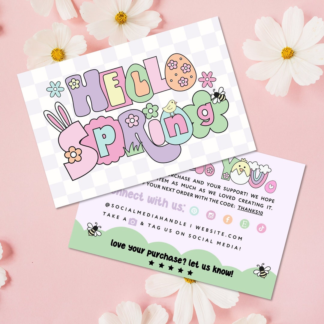 Printable Easter Appreciation Note, Hello Spring Thank You Card ...
