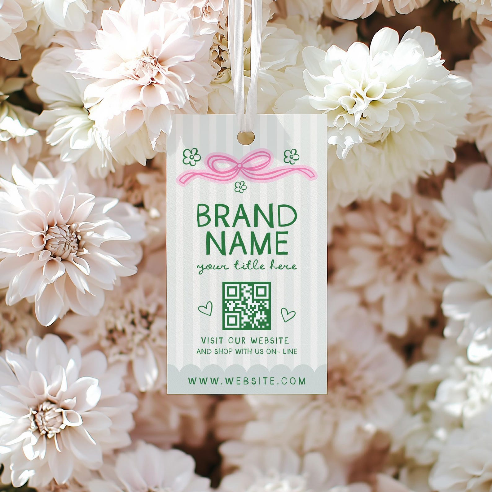 Coquette Bow Editable Hang Tag Canva Template, Printable Boutique ...