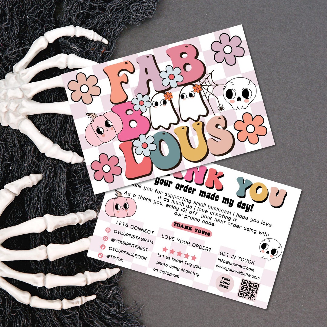 Halloween Ghost Business Thank You Canva Template, Editable QR Code ...