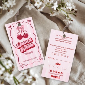 Editable Retro Coquette Cherry Hang Tag Canva Template, Printable ...