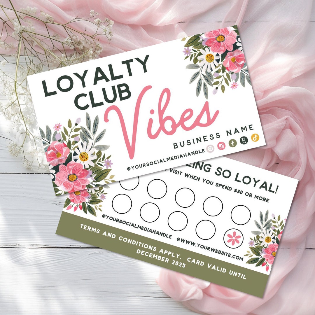 Loyalty Card Template, Instant Download, Modern Customer Loyalty Cards ...