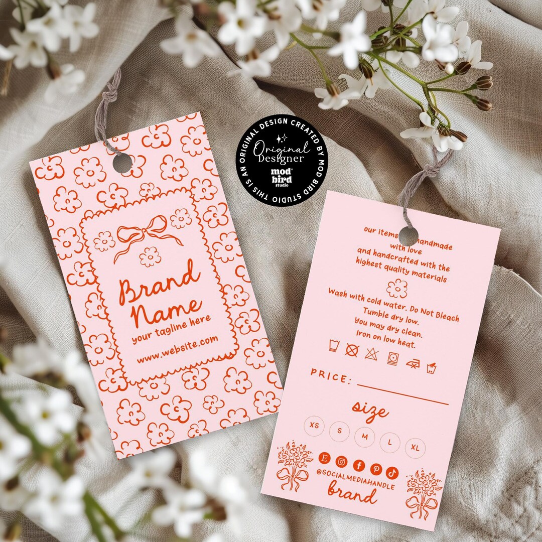 Editable Coquette Bow Hang Tag Canva Template, Printable Boutique ...