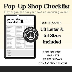 Pop-up Shop Checklist Canva Template, Checklist for Vendor Booth, Craft ...