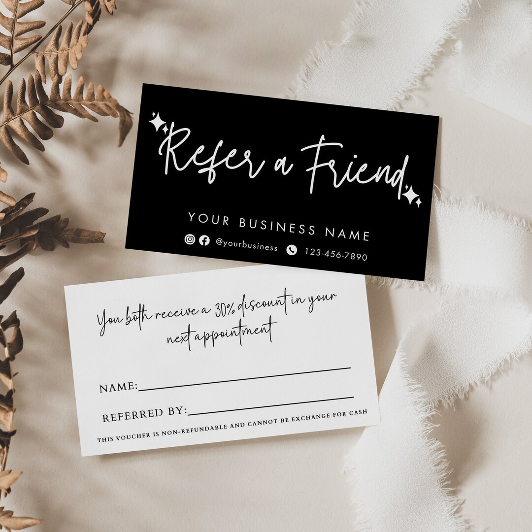 Refer A Friend Business Card Template, Printable Referral Discount Card ...