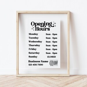 Business Hours Sign Editable Printable Template, Store Hours Sign ...