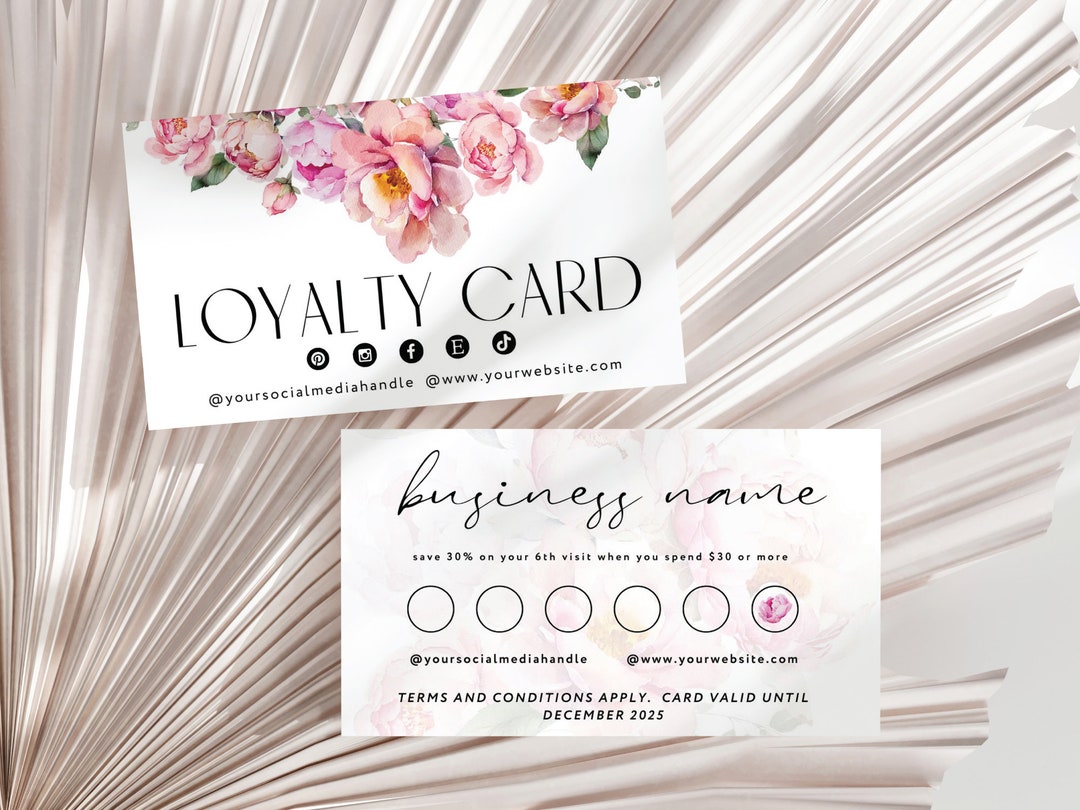 Loyalty Card Template, Instant Download, Modern Customer Loyalty Cards ...