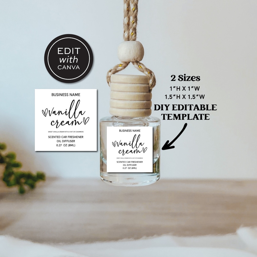 Diy Diffuser Oil Air Freshener Label, Car Diffuser Label Canva Template ...