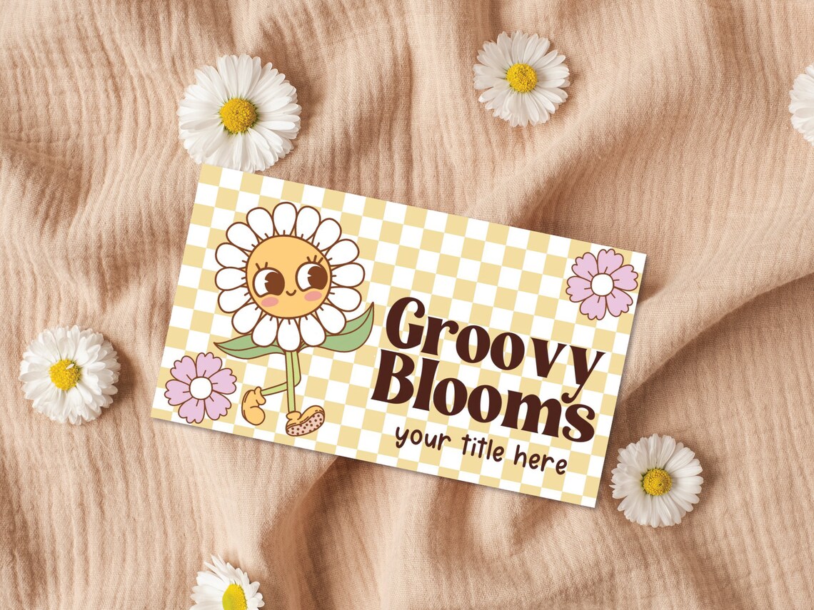 Retro Business Card Template, Printable Groovyflower Business Card ...