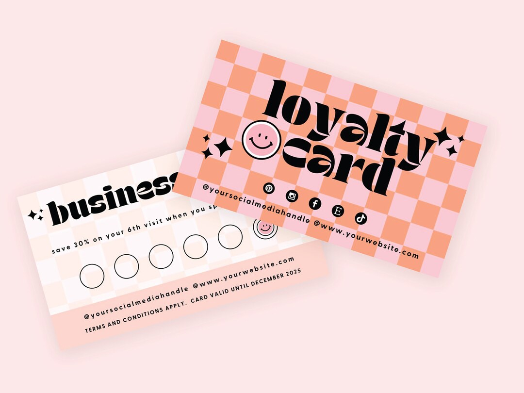 Retro Loyalty Card Template Editable Customer Punch Card - Etsy