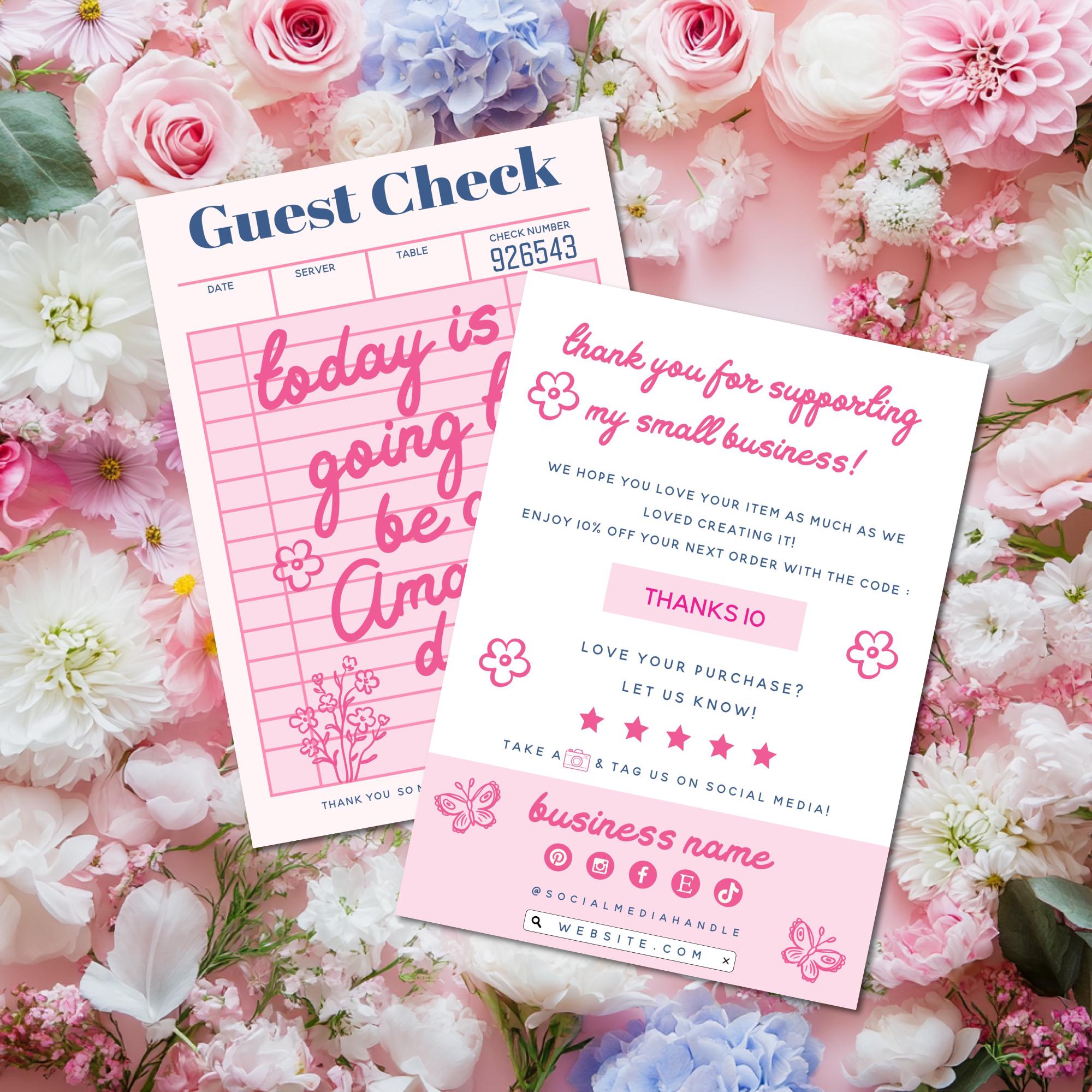 Trendy Business Thank You Card Canva Template, Editable Guest Check ...