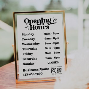 Business Hours Sign Editable Printable Template, Store Hours Sign ...
