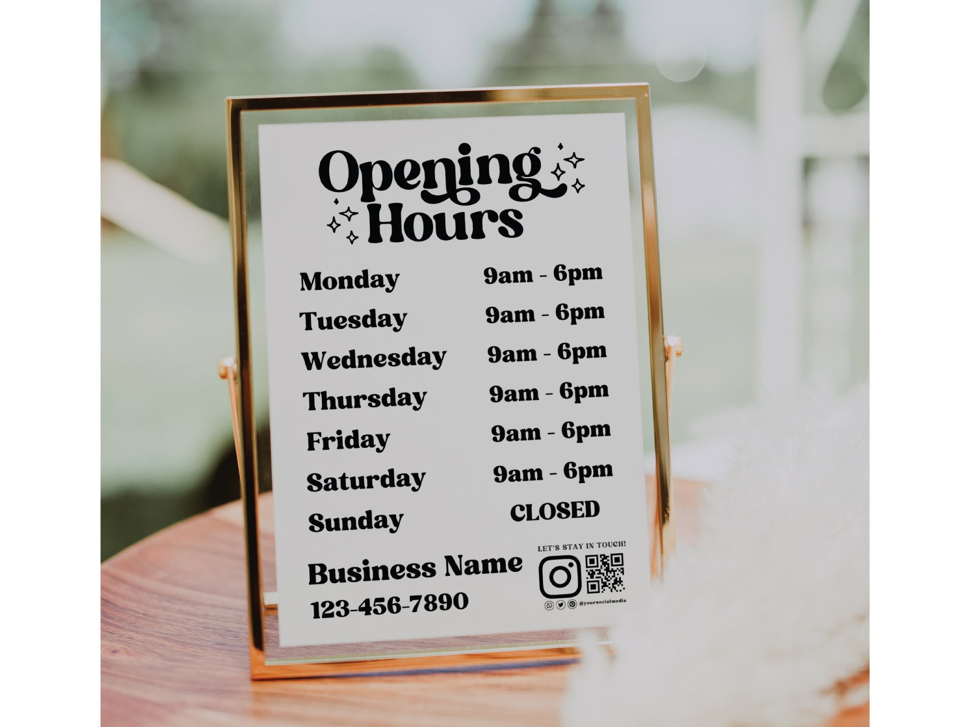 Business Hours Sign Editable Printable Template, Store Hours Sign ...