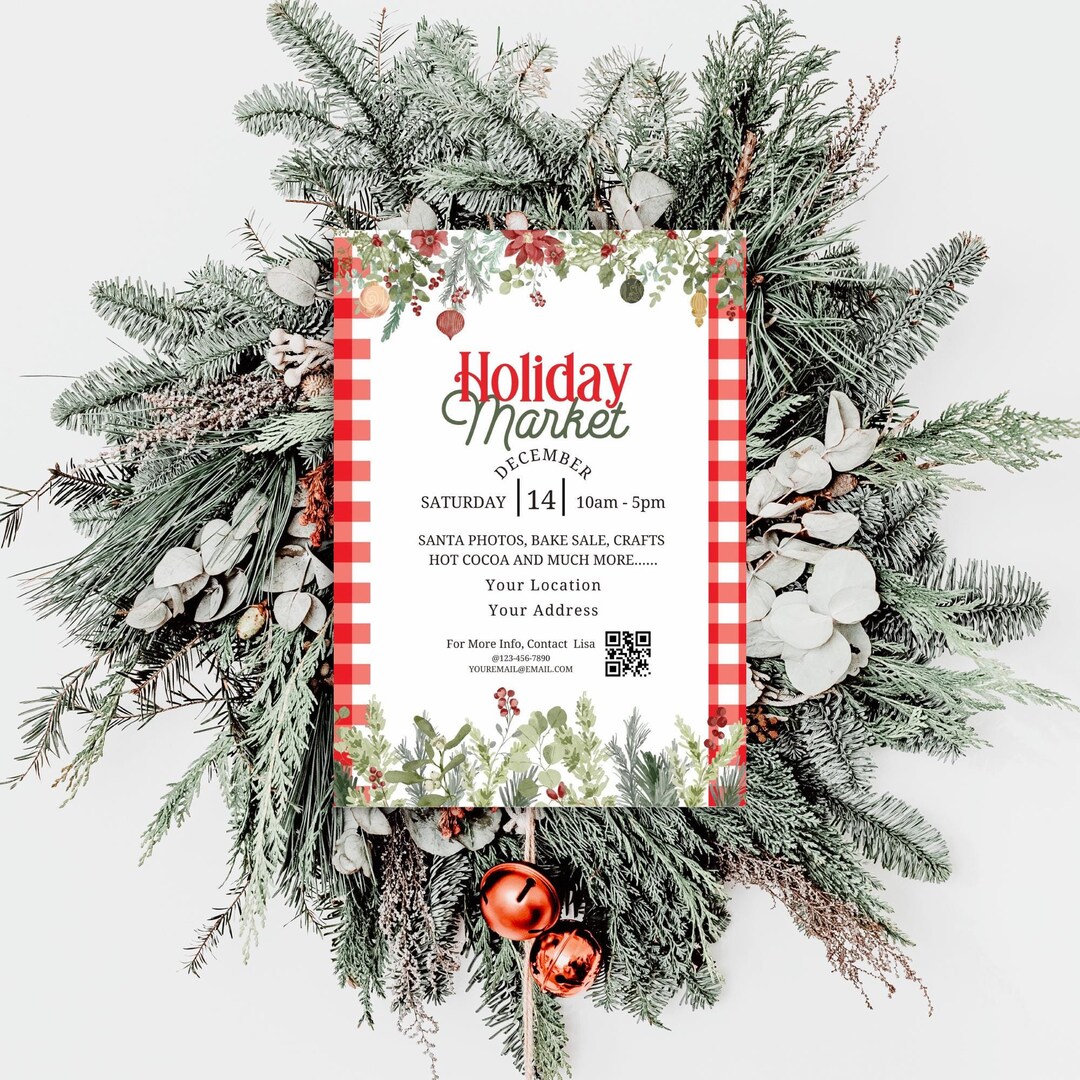 Editable Christmas Holiday Market Canva Template, Christmas Craft Show ...