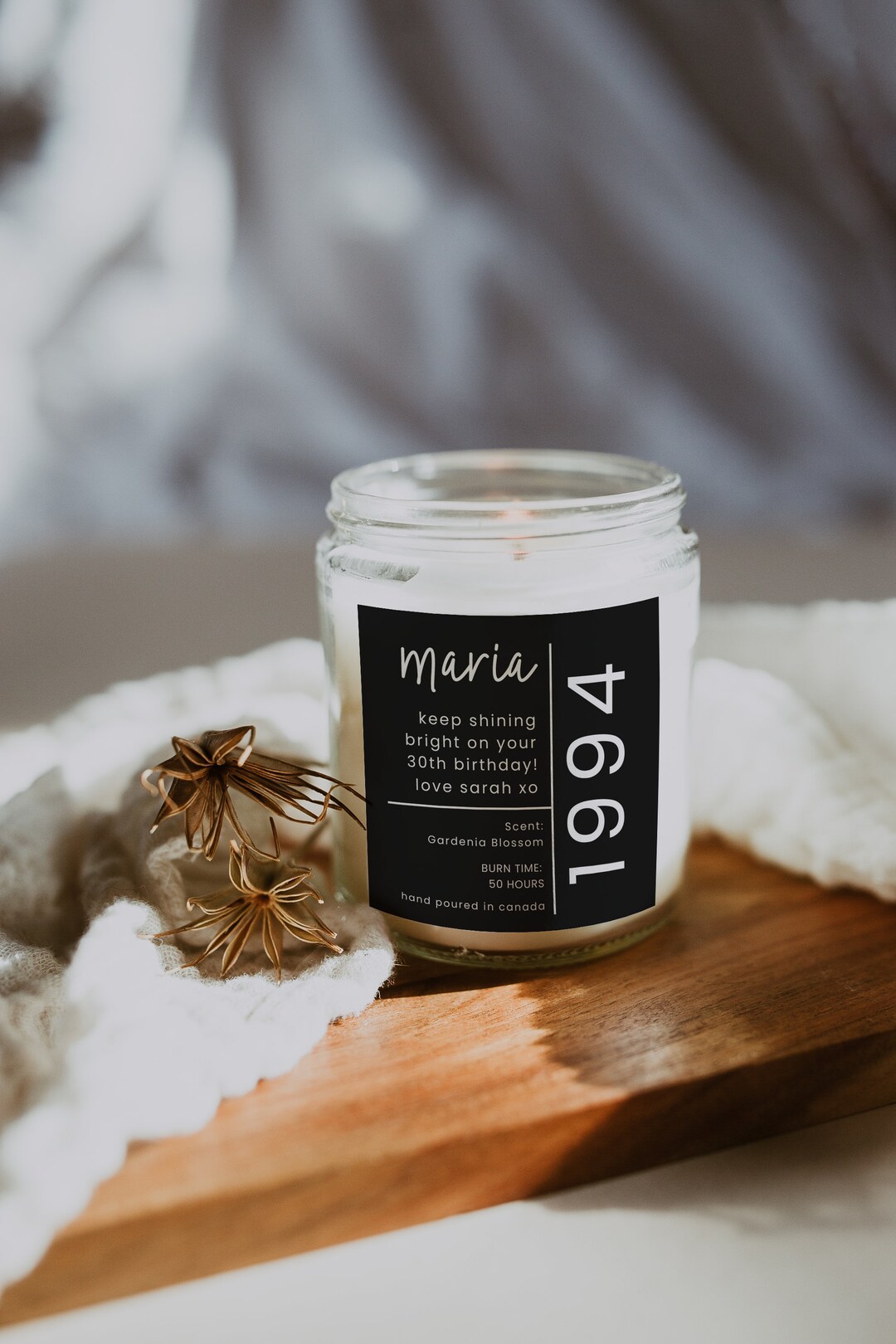 Happy Birthday With Age Canva Candle Label Template, Editable Candle ...