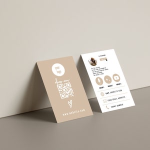 Beige IG Bio Business Card Canva Template, Modern Business Card ...